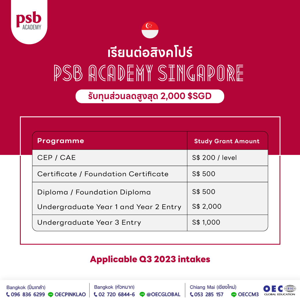 เรียน ป.ตรี สิงคโปร์ PSB Academy เรียน ป.ตรี ไม่ต้องจบ ม.6 สมัครได้